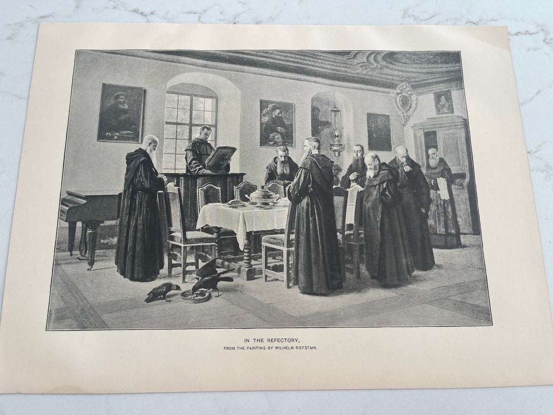In the Refectory, Wilhelm Riefstahl, Monks, Monastery, Book Page, 1888 ...
