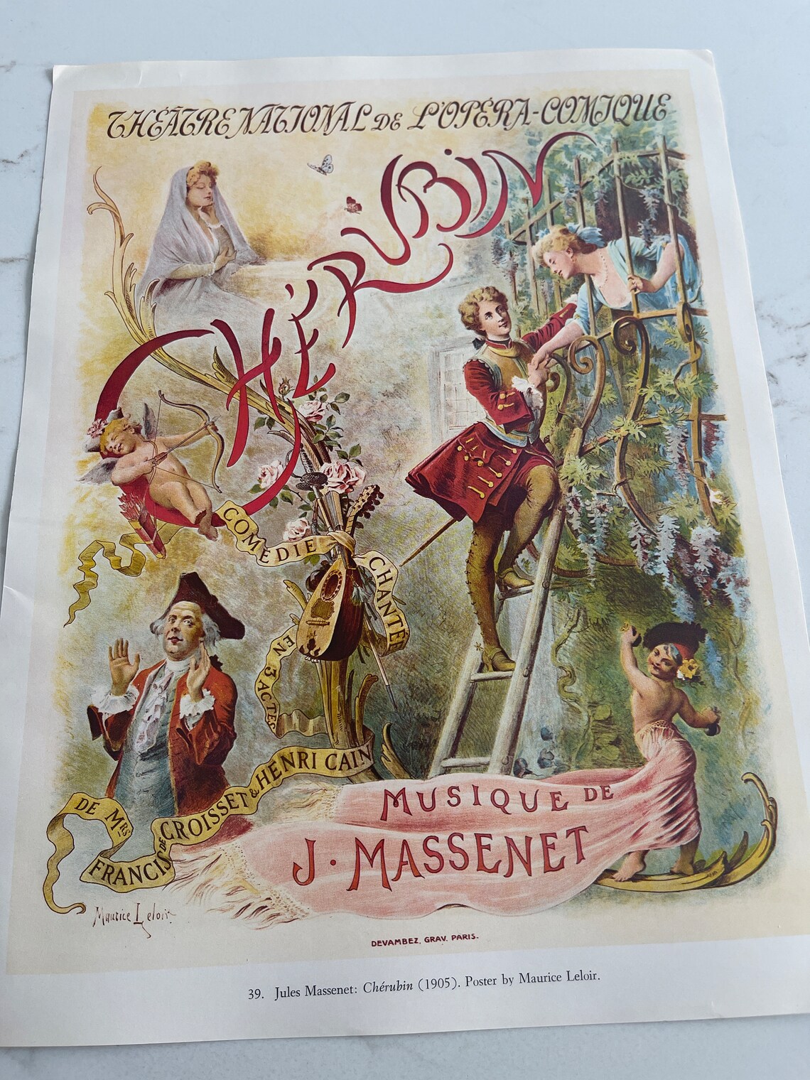 Jules Massenet, Cherubin, (1905), Poster by Maurice Lelior, Drawing ...