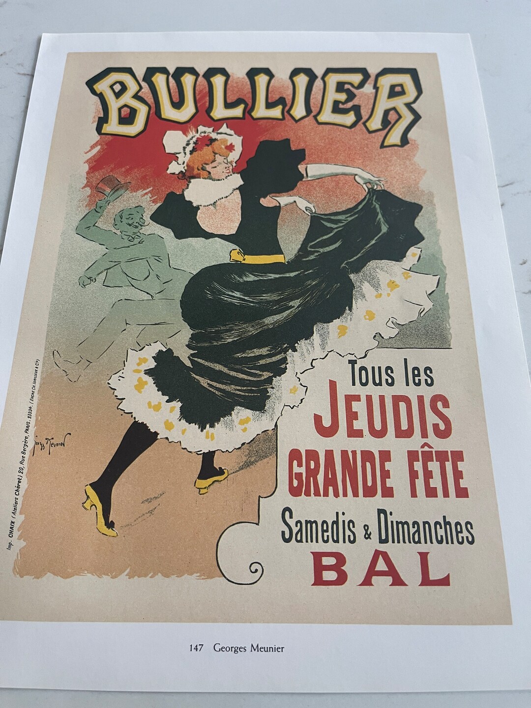 Vintage Georges Meunier Bullier Poster, Retro French Belle Époque Print ...