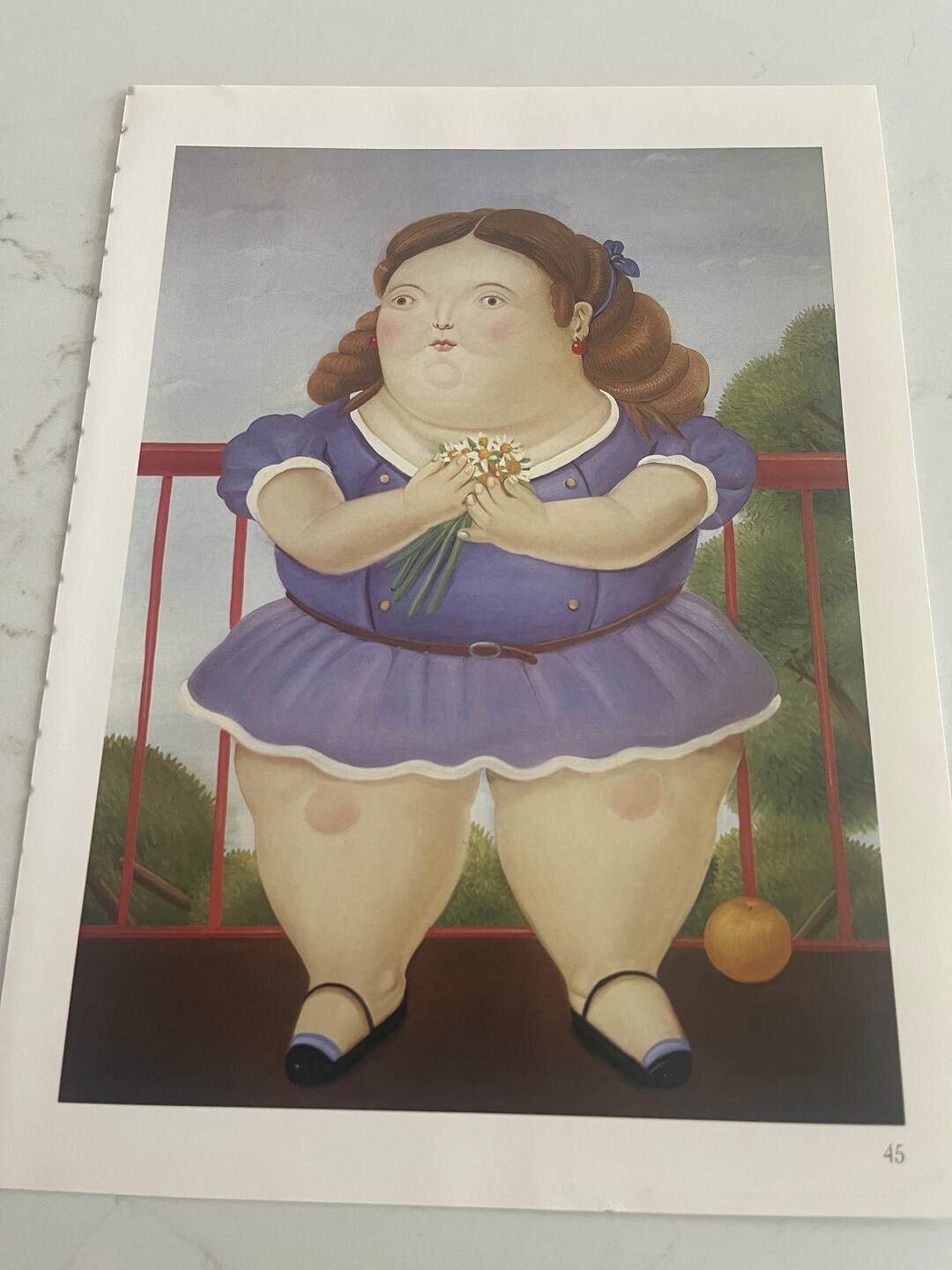 Girl on a Balcony, Fernando Botero, Portrait, Print, Book Page, Medium ...