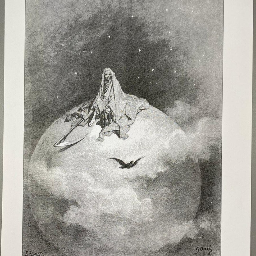 Gustave Dore, the Raven, Death and Moon, Sorrow, Illustration, Print ...