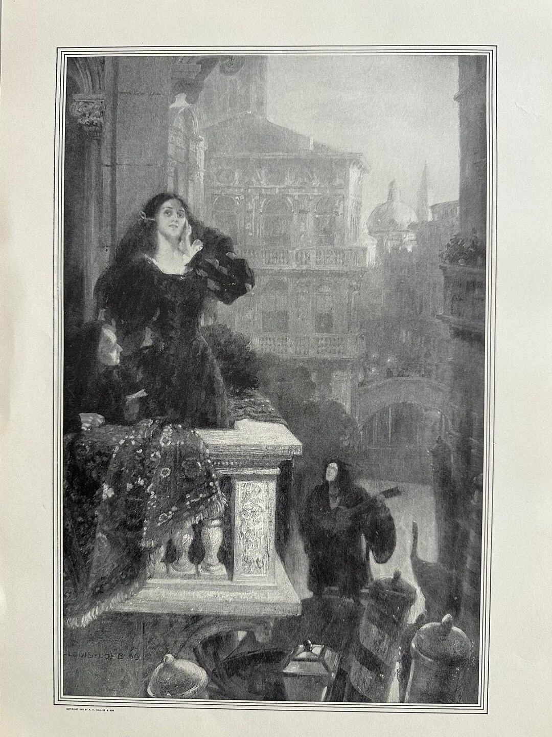 Under the Venice Moon, Louis Loeb, Painting Print, 1900s, Book Page ...
