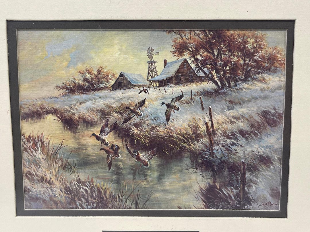 8x10" 80s Lee K Parkinson, Four Point Landing, Birds, Ducks, Painting ...