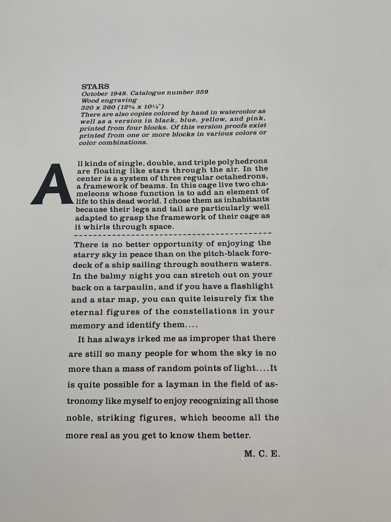 M C Escher Stars 1948 Catalogue No 359 Graphics Abstract - Etsy