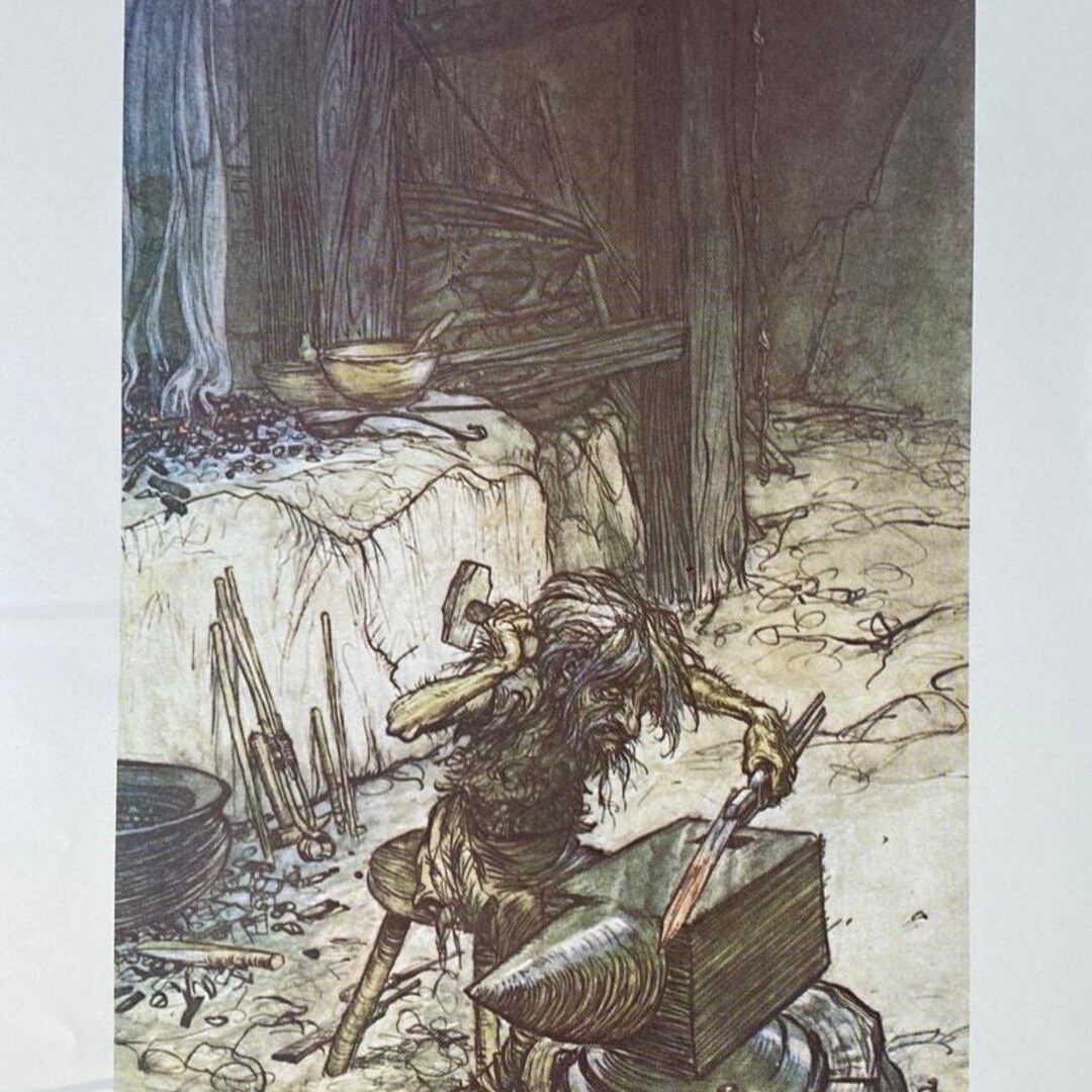 Arthur Rackham, Mime and Little Siegfried, Print, Drawing, Illustration ...