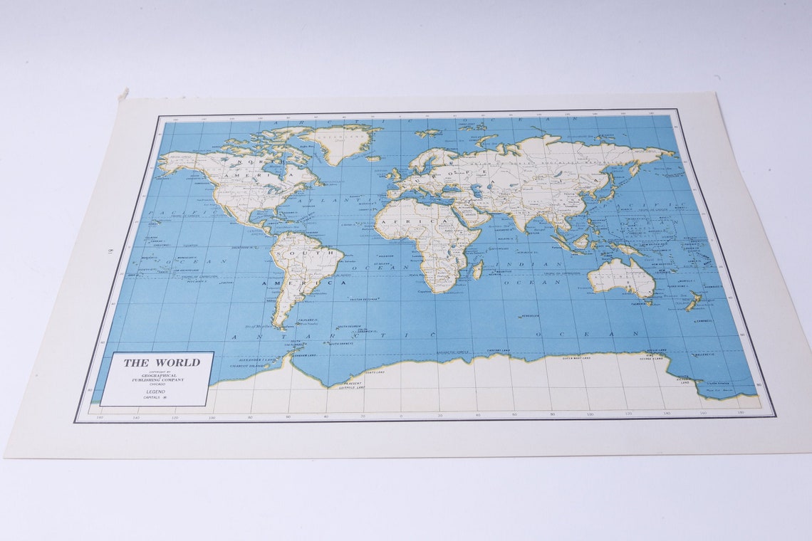 The World North America 1930s Political Map Double-sided - Etsy
