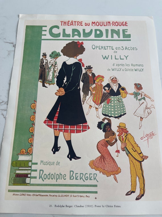 Rodolphe Berger Claudine 1910 Poster by Clerice Freres - Etsy