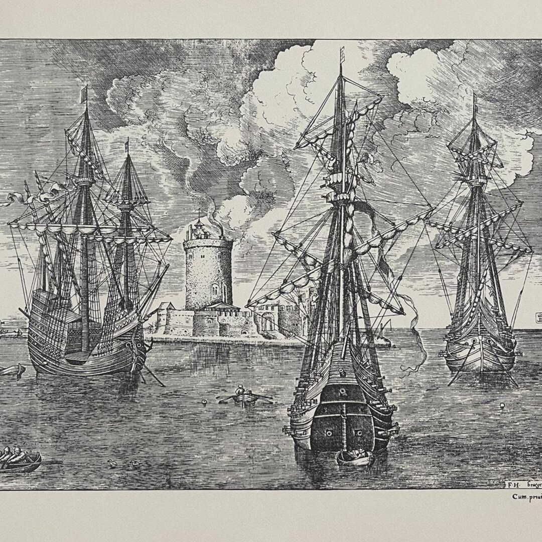 Pieter Bruegel, Four-master and Two Three-masters, Sailing Vessels ...
