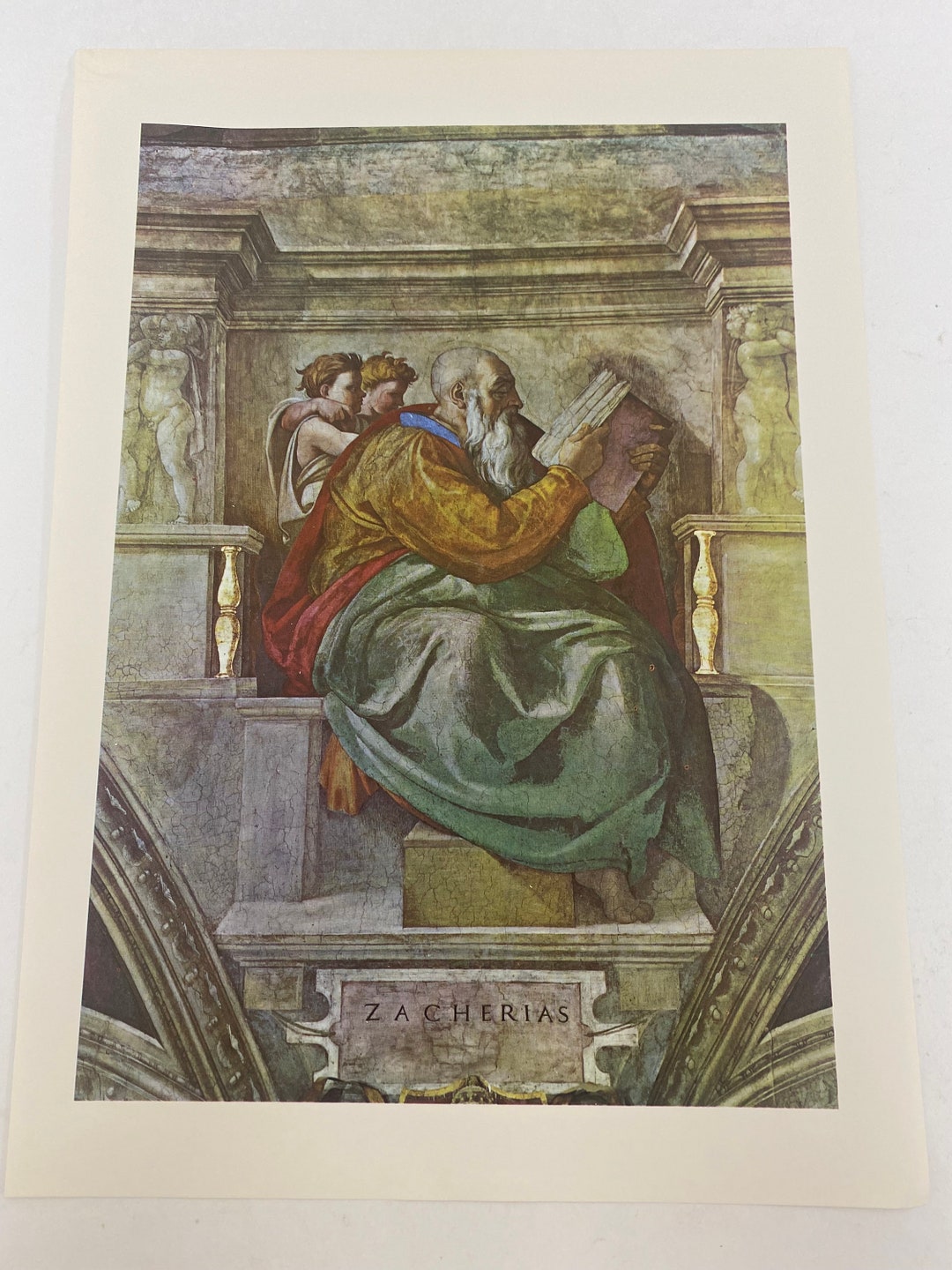 Michaelangelo, the Prophet Zachariah, Bookplate, Print, Medium Bond ...