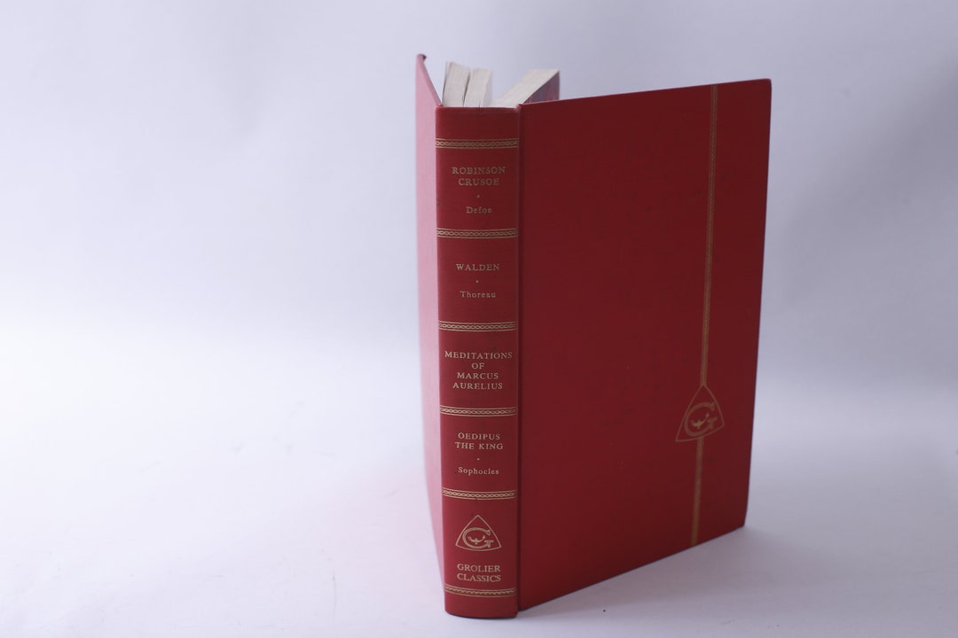 Grolier Classics, 1956, Robinson Crusoe, Daniel Defoe, Walden, Henry ...