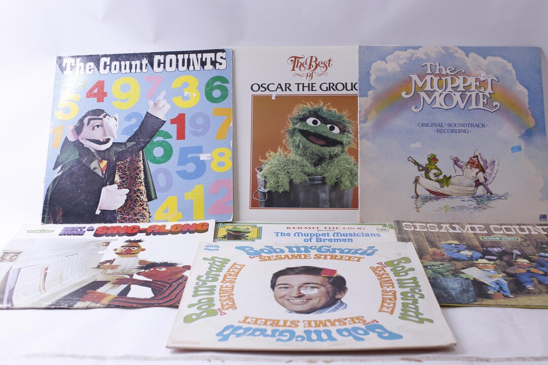 Sesame Street, Vinyl Records, the Count, Oscar, Kermit, Bert & Ernie ...