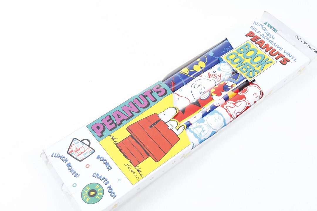 Peanuts Gang Snoopy Book Covers Removable Self-adhesive Vinyl Puppy Dog ...