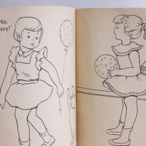 Vintage 1950s Uncolored Cartoon Art Book - Color With Crayons, Library ...