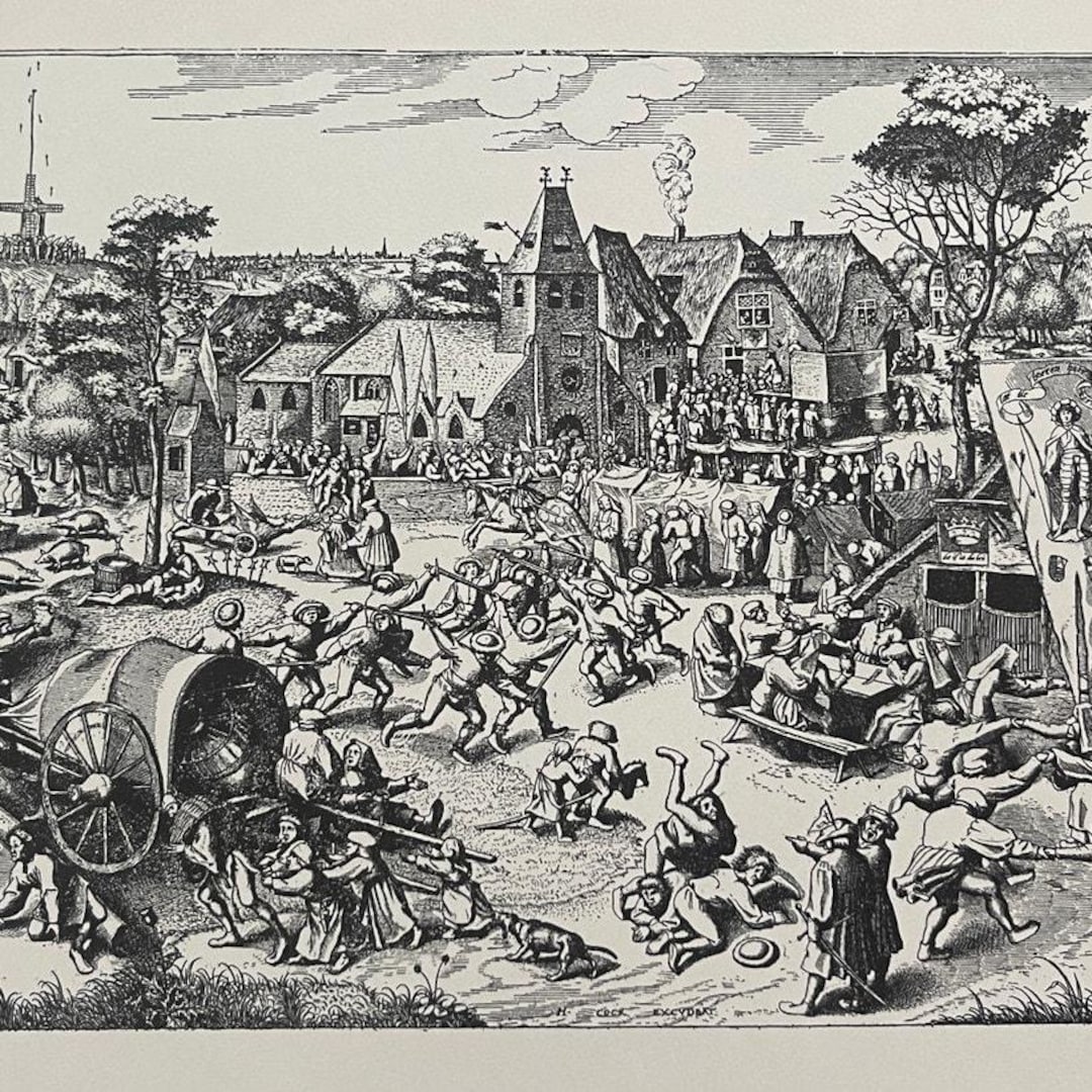 Pieter Bruegel, Kermis of Saint George, Engraving, Print, Bookplate ...