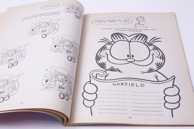 Garfield, Puzzles, Activity Book, Golden Book, 1991, Vintage, Picture ...