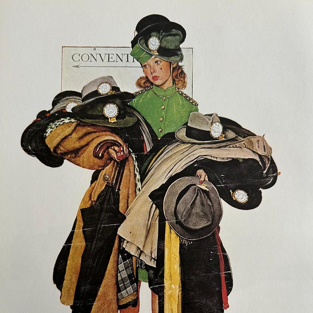 Norman Rockwell, Hatcheck Girl, Double Take, Post Cover, Book Page, Art ...