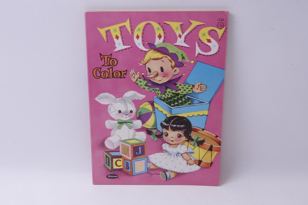 Toys to Color, Whitman, Coloring Book, Vintage, Picture Book, Child ...