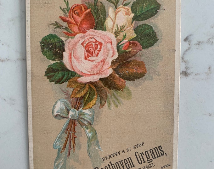 Roses Bouquet, Beatty, Beethoven Organs, Victorian, Trade Card, 1880s ...