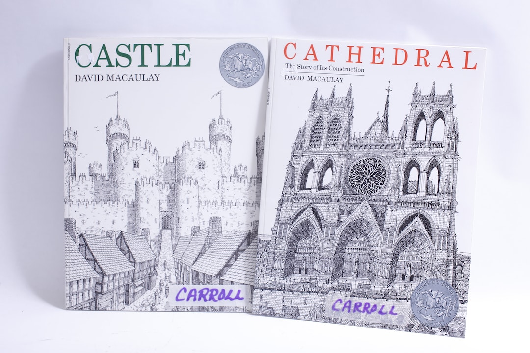 David Macaulay, Books, Set of Two, Castle, Cathedral, Illustrations, Architecture, History ...