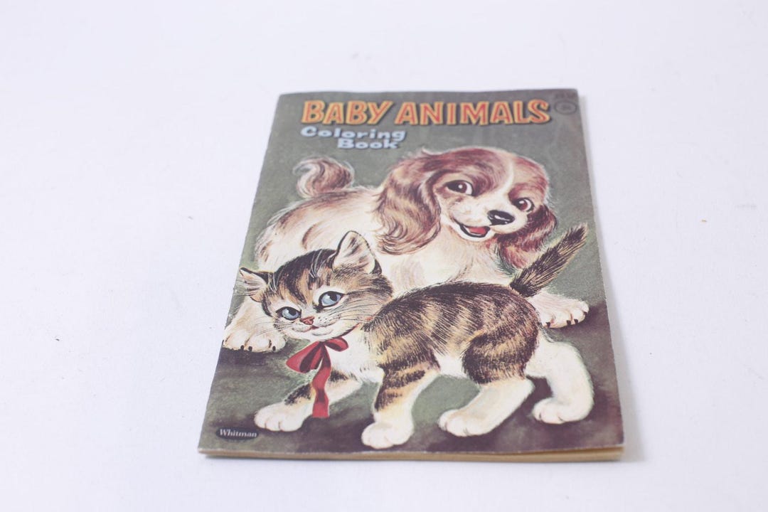 Baby Animals, Coloring Book, Whitman, 1960s, Uncolored, Uncolored ...
