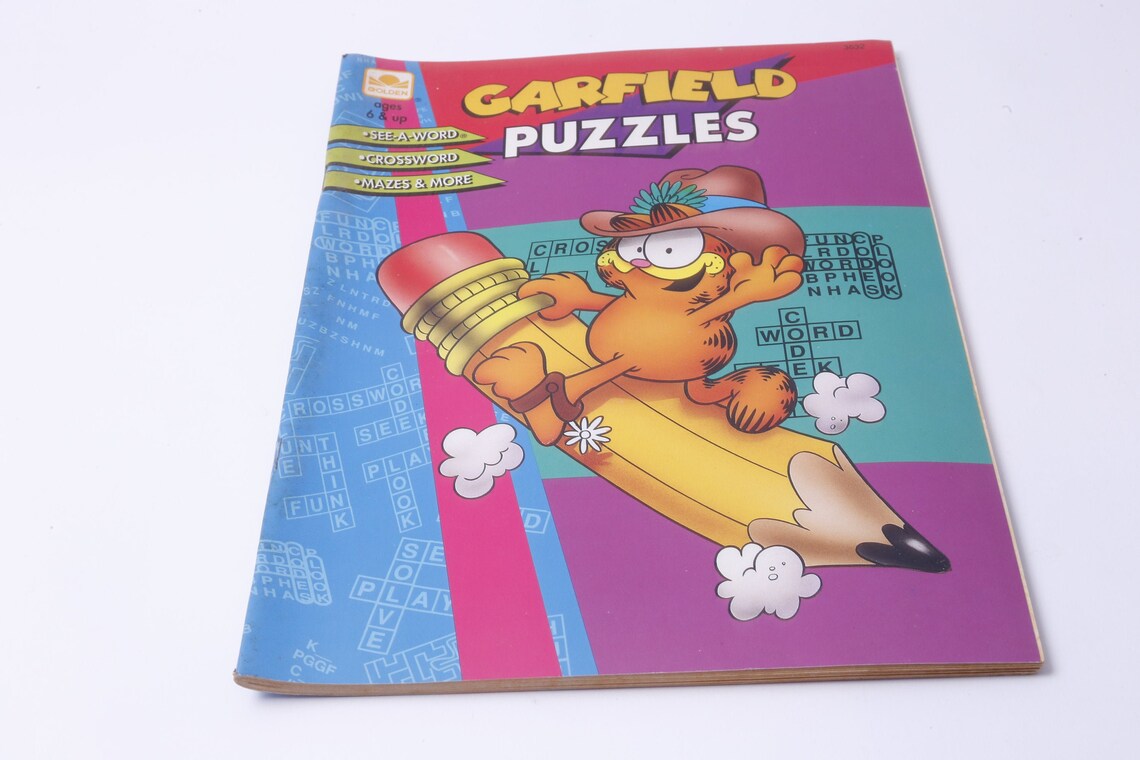 Garfield, Puzzles, Activity Book, Golden Book, 1991, Vintage, Picture ...