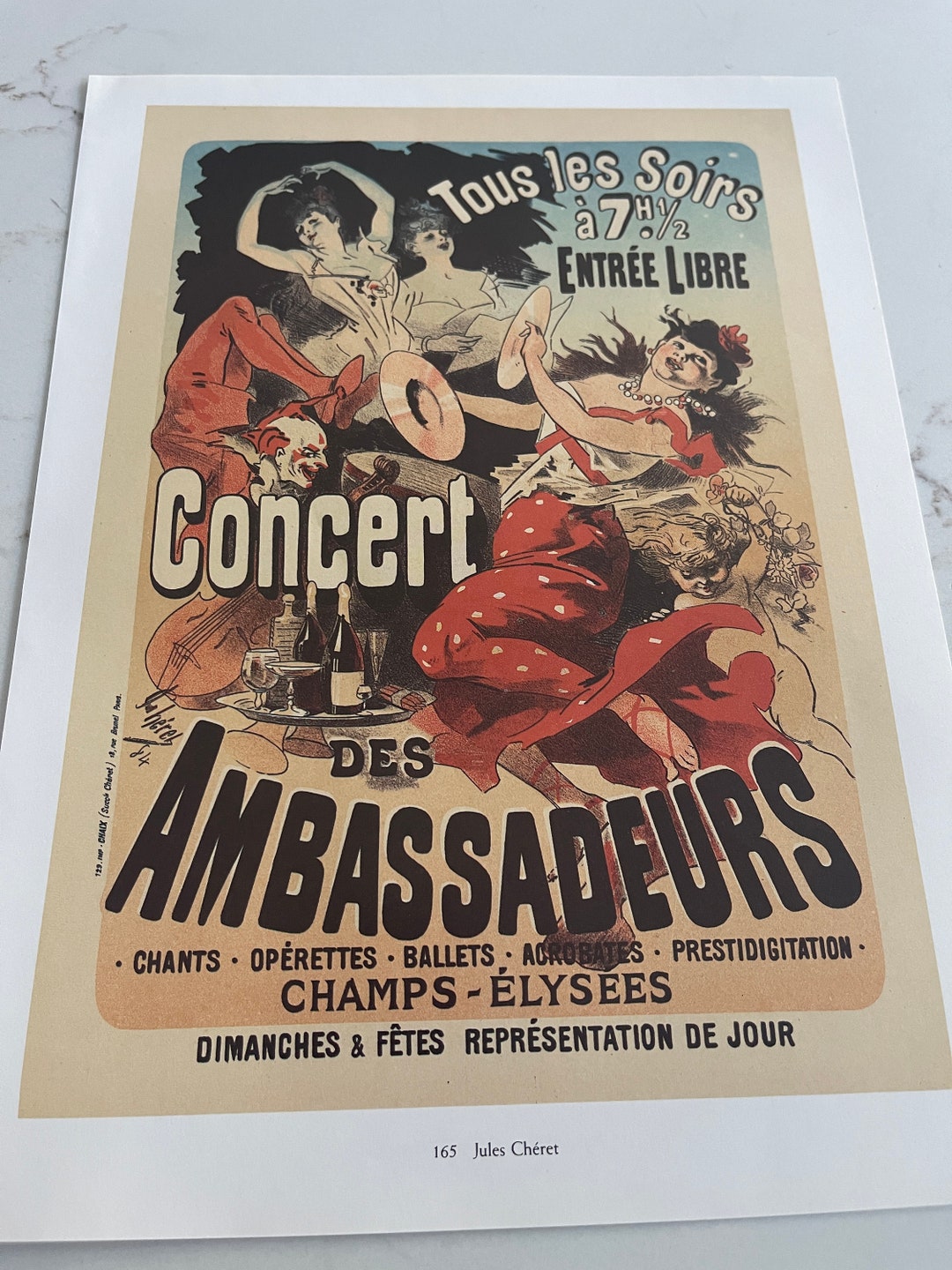 French Concert Poster, Tous les Soirs Artwork by Jules Chéret, Old ...