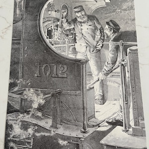 Trains, Railway Station, Engine Driver, Woodcut, Reprint ...