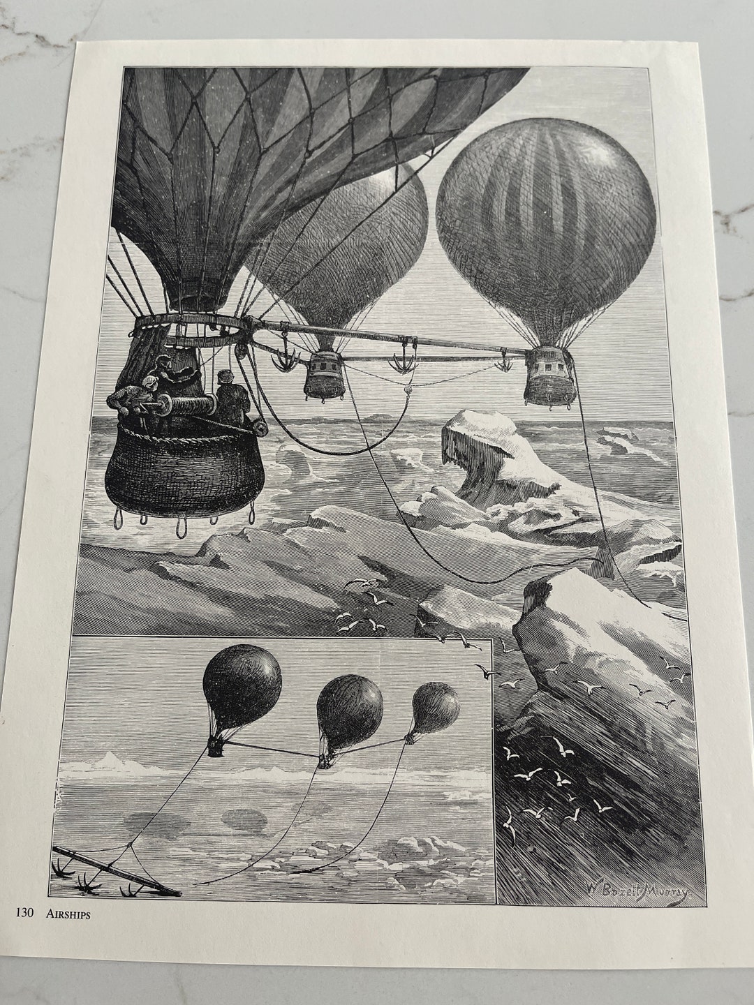 Airships, Balloons, Travel, Woodcut, Reprint, Transportation, 19 ...
