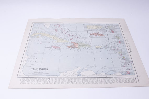West Indies Pacific Ocean 1914 Rand-mcnally Map | Etsy