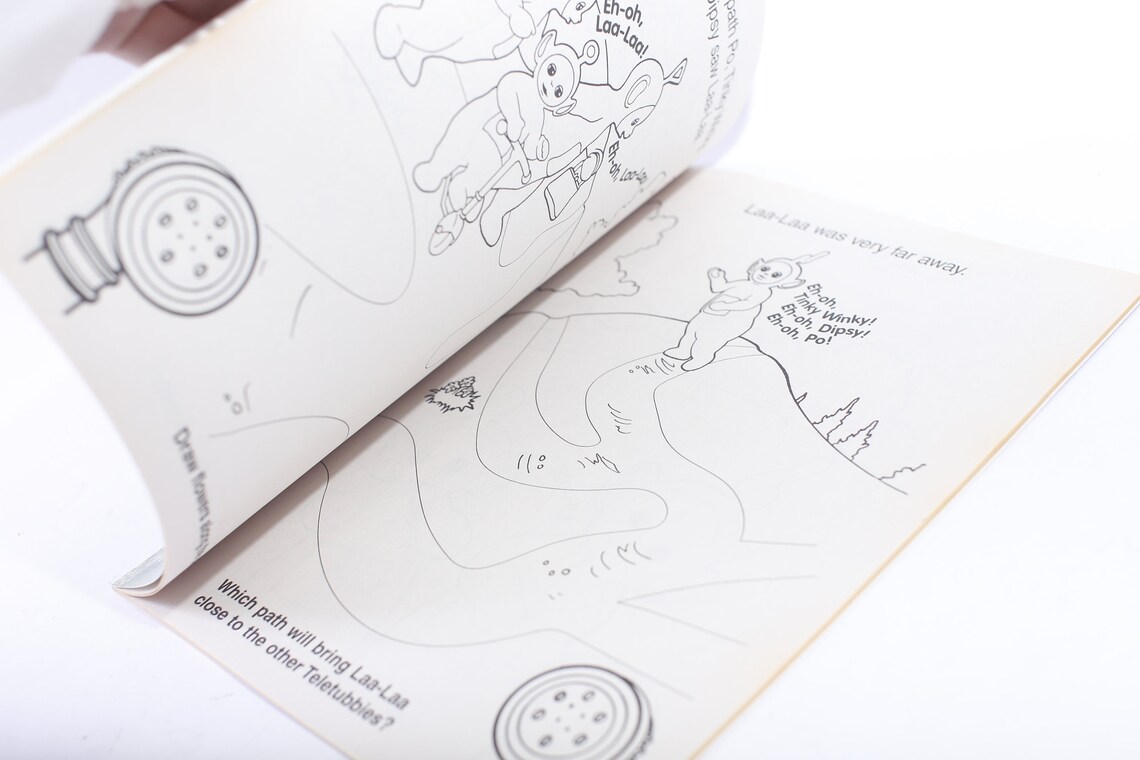 Teletubbies, Po Follows a Path, Coloring Activity Book, 1998, Ragdoll ...