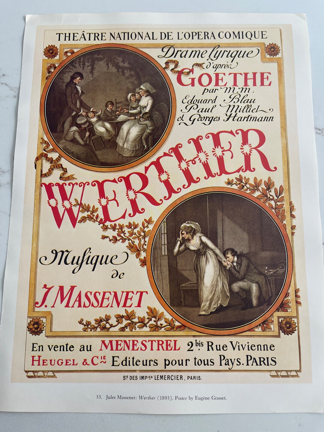 Jules Massenet, Werther (1893), Poster by Eugen Grasset, Drawing ...