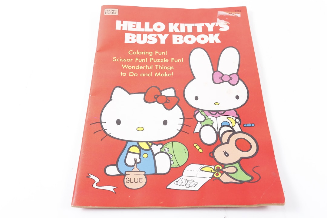 1980's Rare Hello Kitty Busy Book Coloring Book Happy House Children ...