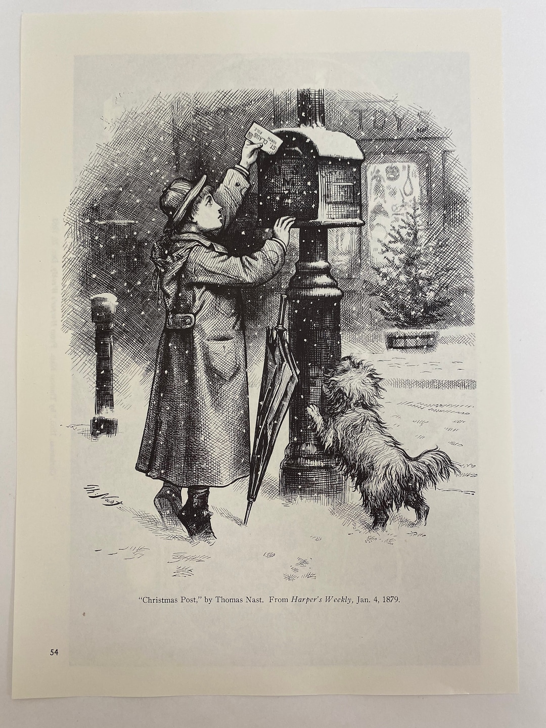 Christmas Post, Thomas Nast, Illustration, Harper's Weekly, Decoration ...