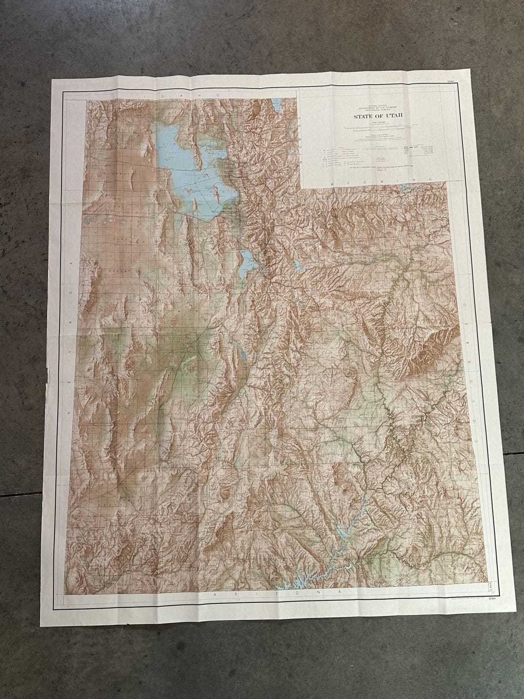 State of Utah, Physical Map, 1976, US Geological Survey, Geography ...
