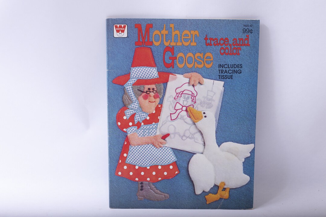 Uncolored Mother Goose, Trace and Color Book, 1980, Whitman, Children ...