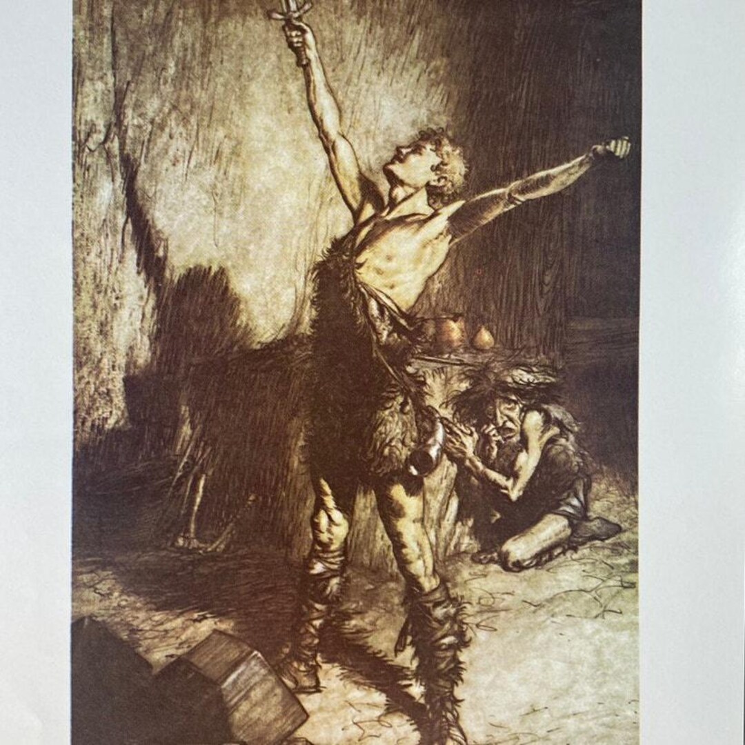 Arthur Rackham, Siegfried With Nothung, Dragon Fafner, Print, Drawing ...