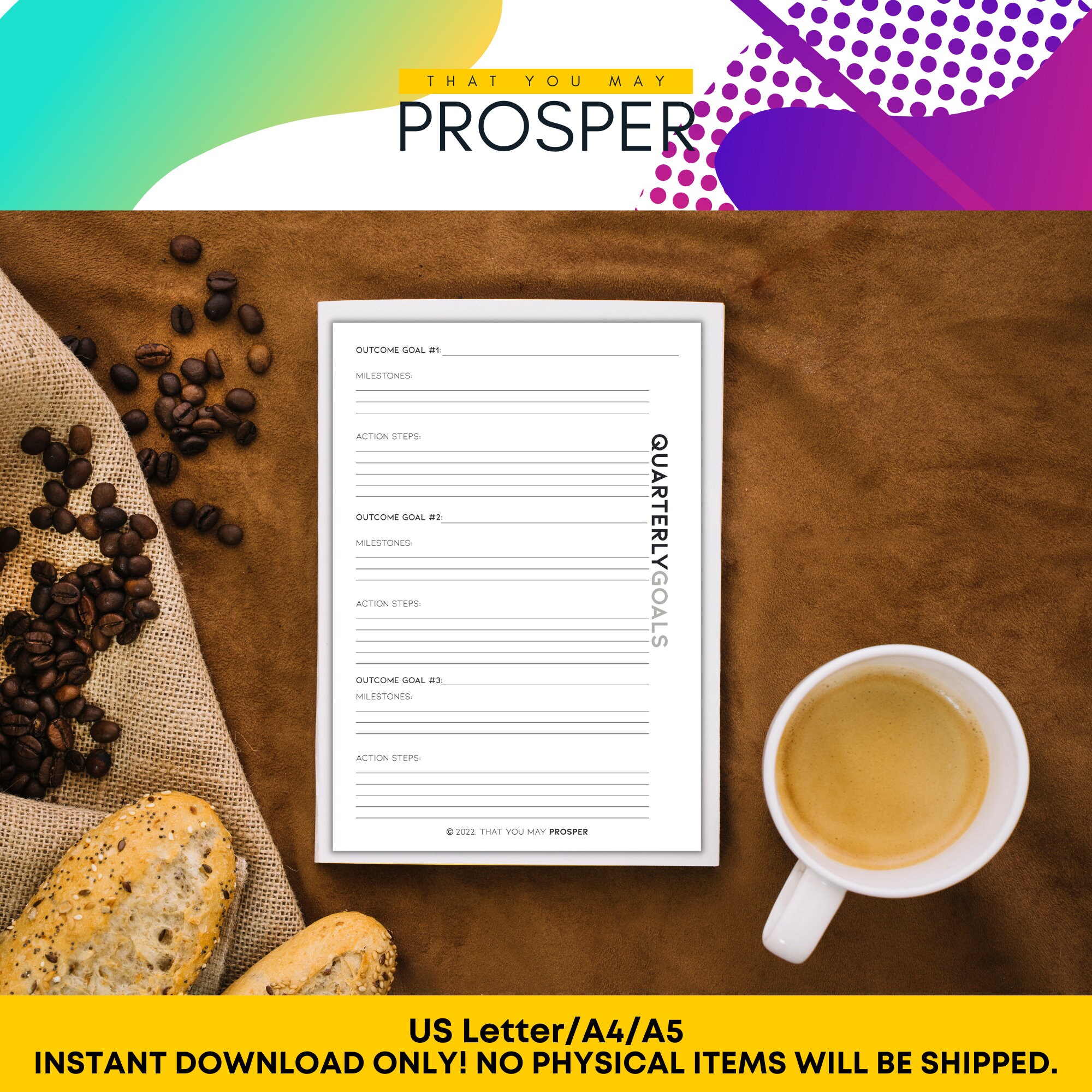 Quarterly Goals Work Sheet for Planning Printable Digital - Etsy
