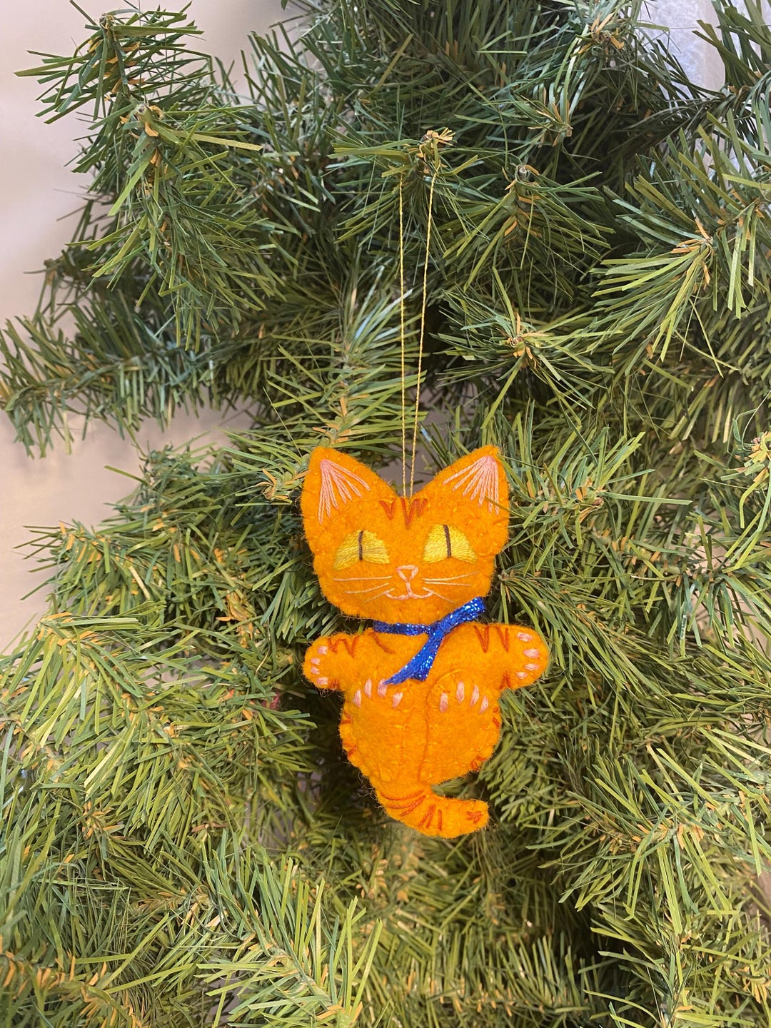 Handmade Orange Tabby Cat Ornament: Wool Felt Kitty Christmas Decor - Etsy