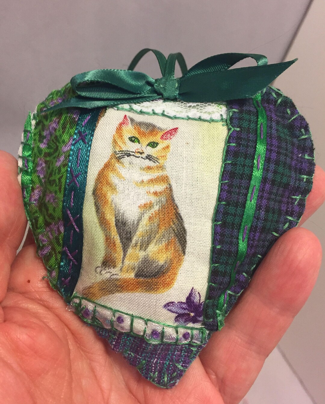 Yellow Tabby Cat Heart Sachet/balsam Sachet/kitty Valentine/cat Lover ...