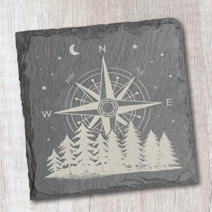 Nautical Slate Coasters (set of 4) - Compass - Wildlife - Forest ...