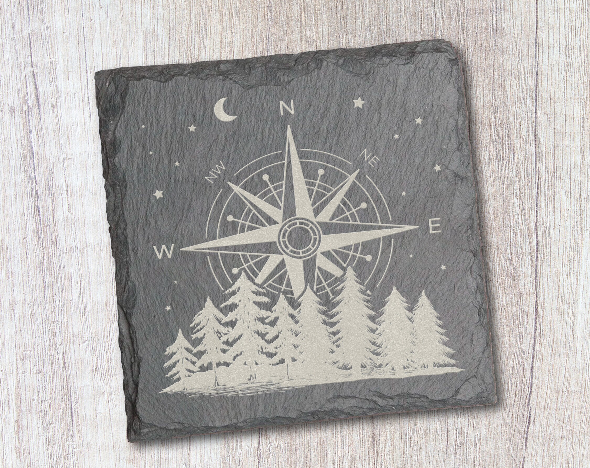 Nautical Slate Coasters (set of 4) - Compass - Wildlife - Forest ...