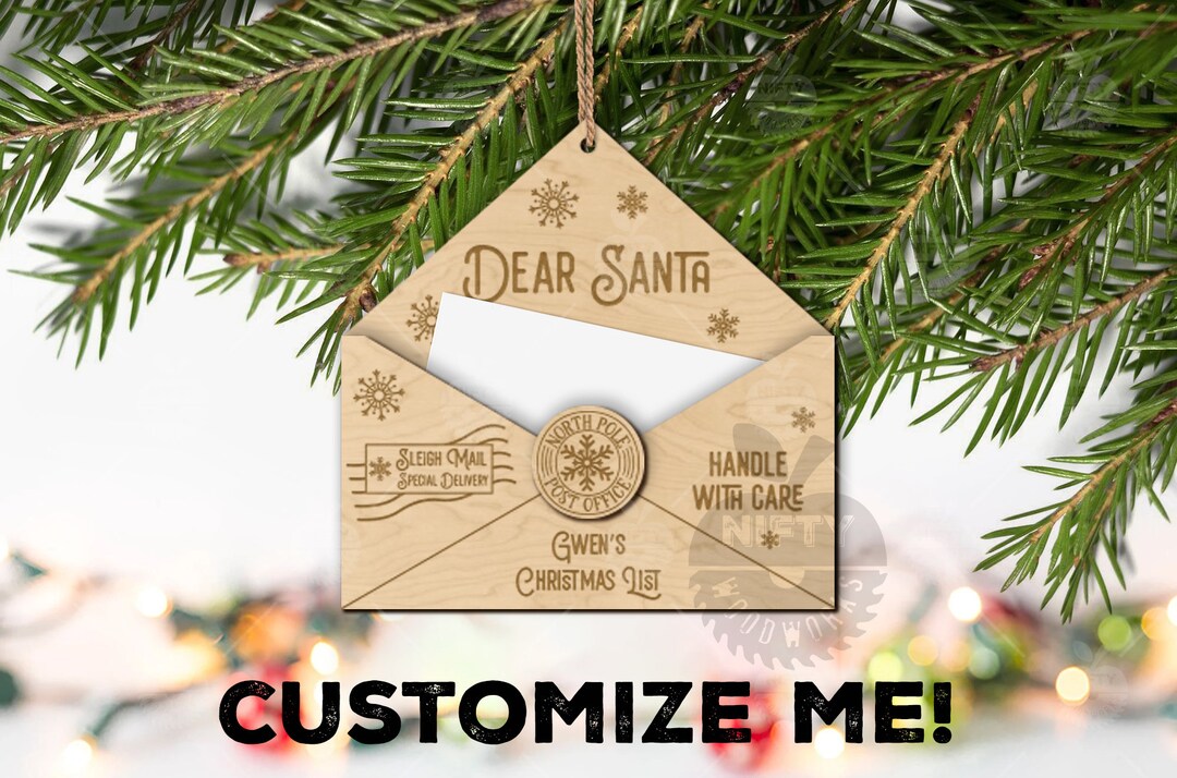 Dear Santa Letter Ornament - Christmas Wish List Holder - Personalized ...