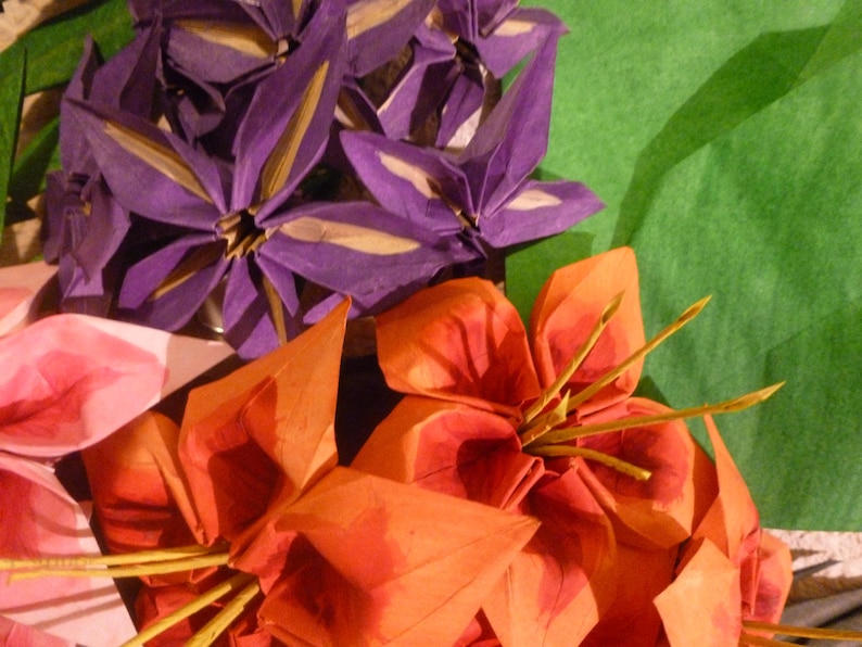 Origami Primrose, Trillium and Buttercup Flowers With Ferns and Leaves ...