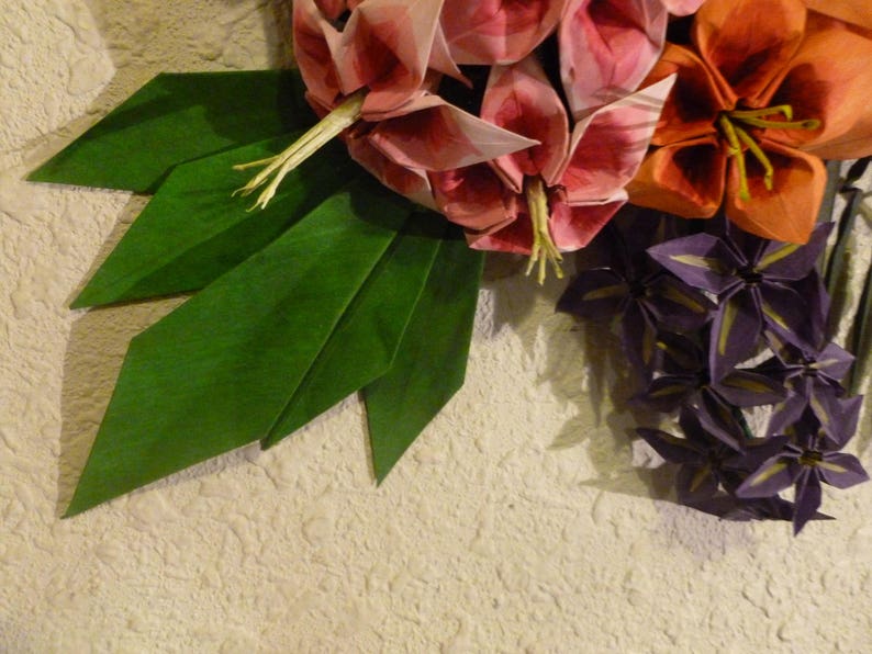 Origami Primrose, Trillium and Buttercup Flowers With Ferns and Leaves ...