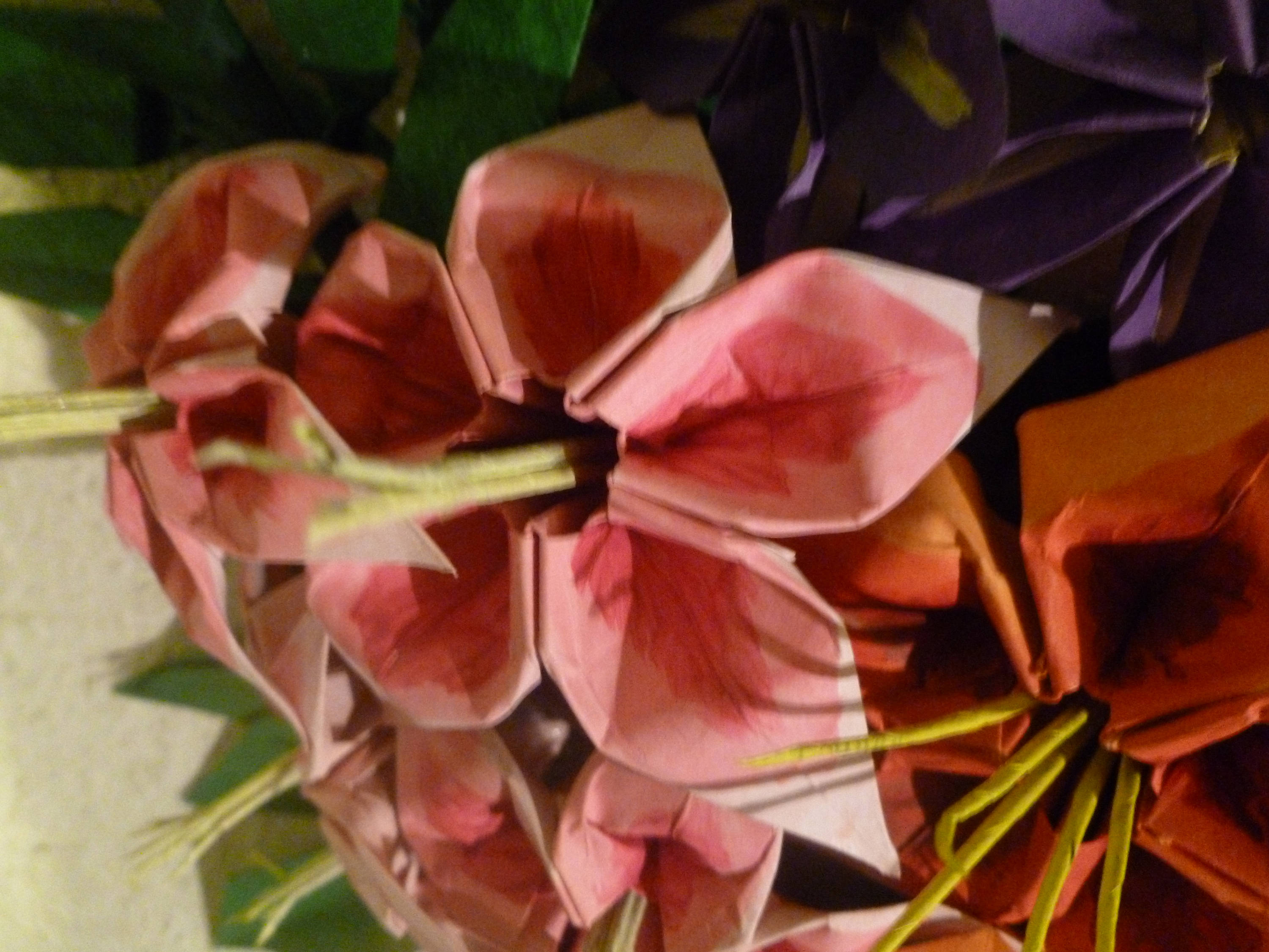 Origami Primrose, Trillium and Buttercup Flowers With Ferns and Leaves ...