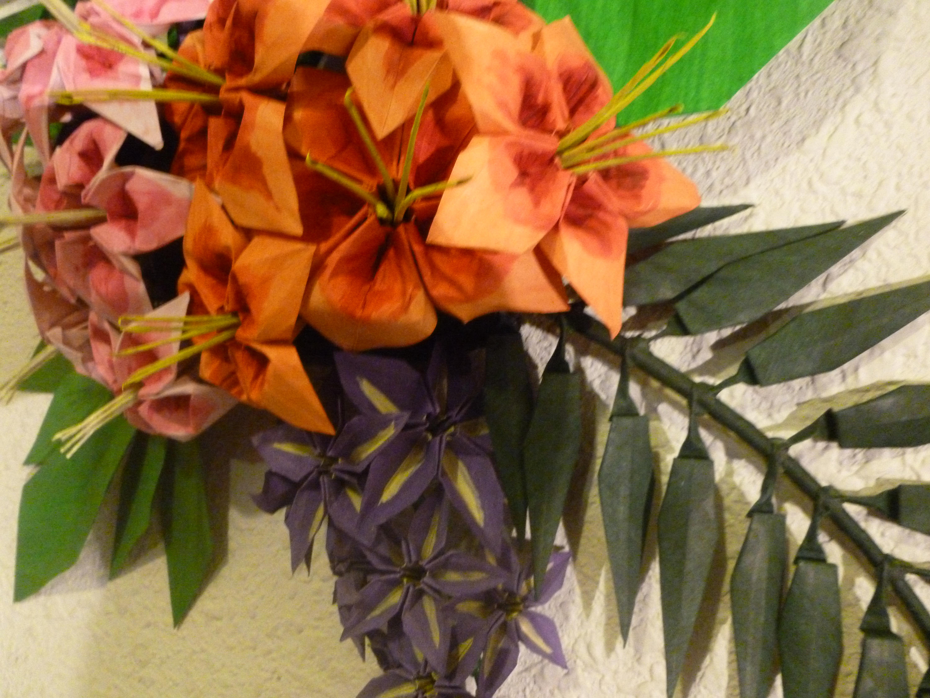 Origami Primrose, Trillium and Buttercup Flowers With Ferns and Leaves ...