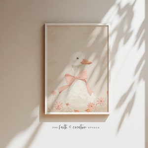 Cute Duck Print, Beige Nursery Decor, Digital Print, Girls Wall Decor ...