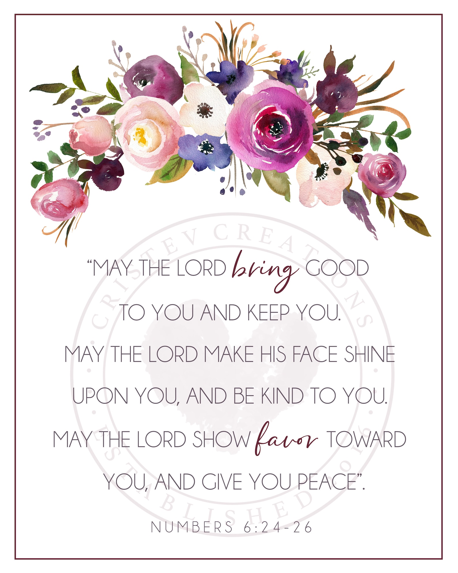 The Lord Bless You and Keep You Bible Verse Art Numbers - Etsy