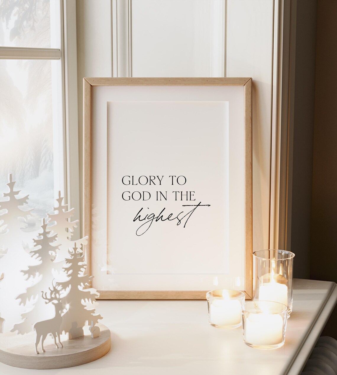 Christmas Decor, Printable Wall Art, Glory to God, Modern Christmas ...