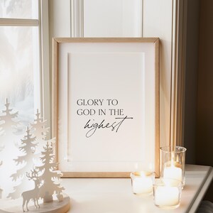 Christmas Decor, Printable Wall Art, Glory to God, Modern Christmas ...